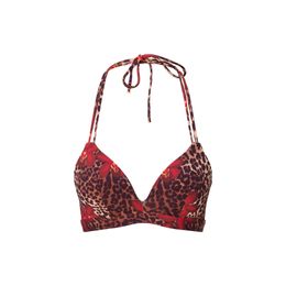 Lingadore Bikini Top female size 70 Beige / Blood red / Black