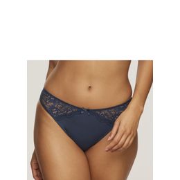 Slip Nuance, Damen, Gr. 44/46, blau (marine), Microtouch, Obermaterial: 85% Polyamid, 15% Elasthan, Unterhosen Slip, aus weichem Microtouch-Material mit Spitzeneins&auml;tzen, Basic