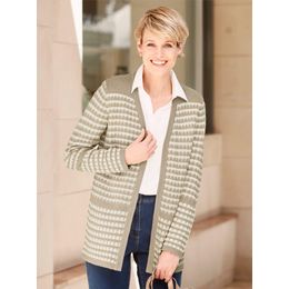 Longstrickjacke Classic Basics, Damen, Gr. 40, braun (sesam, champagner, gemustert), 100% Polyacryl, gemustert, gestreift, mehrfarbig, Strickjacken Longstrickjacke