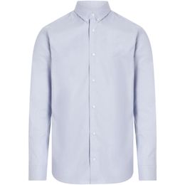 Langarmhemd Calvin Klein "OXFORD REGULAR SHIRT", Herren, Gr. XL, N-Gr, blau (troposhere), Web, Obermaterial: 97% Baumwolle, 3% Elasthan, unifarben, regular fit, Hemden, mit Logostickerei