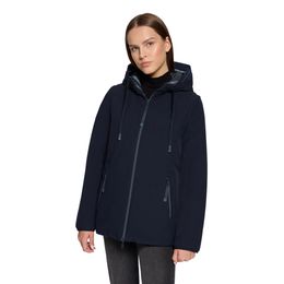 Wendejacke Betty Barclay "Damen Wendejacke mit Kapuze", Damen, Gr. 36, blau (dunkelblau), Obermaterial: 88% Polyester, 12% Elasthan. Füllung: 100% Polyester., tailliert, abnehmbar, Jacken