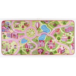 Kinderteppich Hanse Home "Sweettown" Gr. 31, rosa, B:90cm H:7mm L:200cm, Kunstfaser, Teppiche, Kinderteppich, Kurzflor, Stra&szlig;en-Spielteppich, Spielunterlage, Kinderzimmer