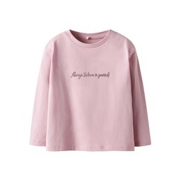 Langarmshirt name it "NMFREARAJA NREG LS TOP", M&auml;dchen, Gr. 104, keepsake lila, Jersey, Obermaterial: 95% Baumwolle, 5% Elasthan, bedruckt, Rundhals, Shirts Langarmshirt