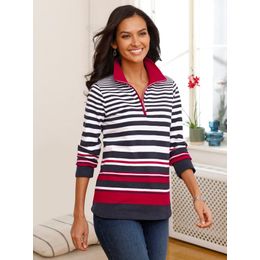 Sweatshirt Casual Looks, Damen, Gr. 54, bunt (marine, rot, gestreift), 100% Baumwolle, gemustert, gestreift, mehrfarbig, Sweatshirts Sweatshirt