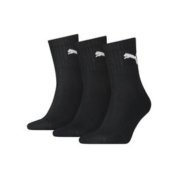 Sportsocken Puma "short crew", Herren, Gr. 35-38, schwarz (3x schwarz), Baumwollmischung, Elasthan, Polyamid, Polyester, unifarben mit Farbeinsatz, elastisch, Socken, gepolsterte Frottee-Sohle, atmungsaktiv, Topseller