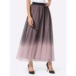 CR&Eacute;ATION L Meshrock CREATION L, Damen, Gr. 38, lila (schwarz, mauve, bedruckt), 100% Polyester, bedruckt, gemustert, mehrfarbig, lang, R&ouml;cke