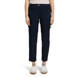 Stretch-Hose Betty Barclay "Damen Stretch-Hose mit elastischem Bund", Damen, Gr. 34, Normalgrößen, blau (dunkelblau), Obermaterial: 86% Polyester, 14% Elasthan., relaxed fit 7/8-Länge, Hosen, Reißverschluss