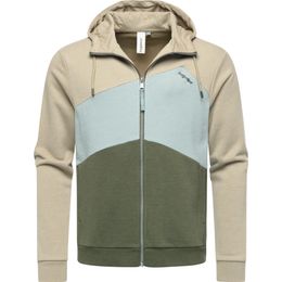 Kapuzensweatjacke Ragwear "Wilso", Herren, Gr. XL (54), gr&uuml;n (olivgr&uuml;n), Sweatware, Material: 70% Baumwolle, 30% Polyester, gerade h&uuml;ftlang, Rundhals, &Auml;rmel ohne &Auml;rmelschlitz Rippb&uuml;ndchen, Sweatjacken, Herren Basic Sweatjacke im Colourblocking-Look mit Kapuze