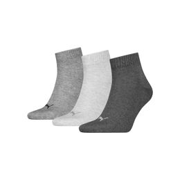 Kurzsocken Puma "Puma UNISEX QUARTER PLAIN 3P", Herren, Gr. 35-38, grau (anthraci, l mel grau, m mel grau), Baumwollmischung, elastisch, Socken, Atmungsaktiv, Rippenbündchen, weiche Baumwollmischung