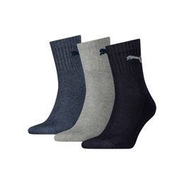 Sportsocken Puma "short crew", Herren, Gr. 47-49, blau (1x navy, 1x hellgrau, melange, 1x nightshade), Baumwollmischung, Elasthan, Polyamid, Polyester, unifarben, elastisch, Socken Sportsocken, gepolsterte Frottee-Sohle, atmungsaktiv