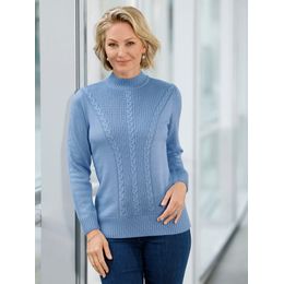 Stehkragenpullover Classic Basics "Stehkragen-Pullover", Damen, Gr. 40, blau (himmelblau), 100% Polyacryl, unifarben, Pullover
