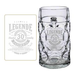 LUXENTU Ma&szlig;krug mit Gravur Legende seit 30 Jahren 1,0 Liter