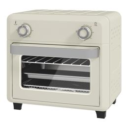 Minibackofen mit Umluft 10L 2 in 1 Mini Ofen mit Ofenrost, Backblech und Krümelblech, 80 °C-230 °C Heißluftfritteuse mit Touch-Screen, Timer, Innenbeleuchtung, 1000W, Edelstahl
