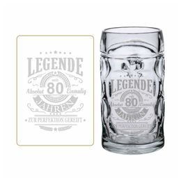 LUXENTU Bierkrug mit Gravur Legende seit 80 Jahren 0,5 Liter