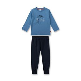 Sanetta Schlafanzug 'Walross' Jungen Gr&ouml;&szlig;e 140 nachtblau / taubenblau