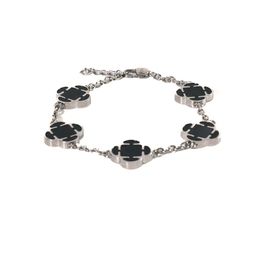 Eternal Armband 'Onyx Clover' Herren Größe 17 / 20 cm silber