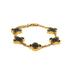 Eternal Bracelet 'Onyx Clover' male Gold size 17 - 20 cm