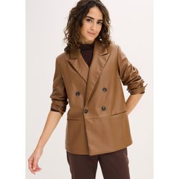 bonprix Oversize-Blazer aus Lederimitat, braun