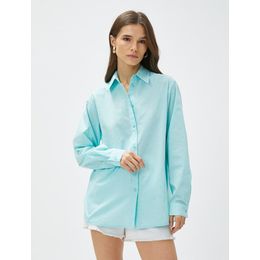 KOTON Bluse Damen Gr&ouml;&szlig;e S/M aqua / transparent