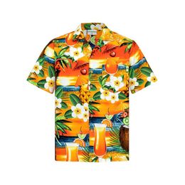 Hawaiihemdshop.de Hemd 'Hawaiihemd "Paradise Cocktails"' Herren Gr&ouml;&szlig;e 6XL orange