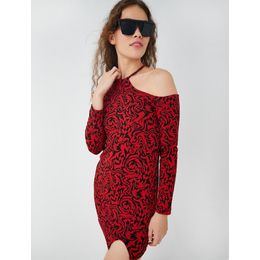 KOTON Kleid Damen Größe 36 rot / schwarz Winterkleid