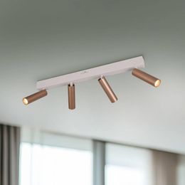 Trio LED-Deckenstrahler Ambala, L&auml;nge 65 cm, grau/braun, 4-flg.