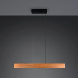 Trio LED-Pendellampe Edgewood, Länge 115 cm, holzfarben, Holz CCT