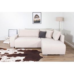 Ecksofa Collection AB, B:227cm H:41cm T:169cmsilber, 100%Polyester, Wohnzimmer, Sofas, "Poppy, L-Form, Breite 227 cm mit Schlaffunktion"
