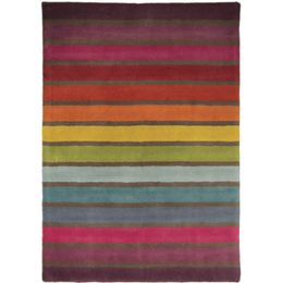Wollteppich FLAIR RUGS "Candy", bunt (multi), B:120cm H:10mm L:170cm, Wolle, Teppiche, aus 100% Wolle, Design mit Streifen, mehrfarbig gemustert, bunt