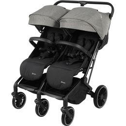Zwillingsbuggy BABYGO "Zwillingskinderwagen GOTwice", Kinder, grau (grau melange), Kinderwagen, mit drei schwenkbaren Vorderrädern