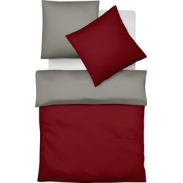 Wendebettwäsche Fleuresse "Lech W 4158", bunt (rot, granit), B/L: 155cm x 220cm, 1 Stk., 1 Stk., Flanell, B/L: 80cm x 80cm, 2 Stk., Flanell, Obermaterial: 100% Baumwolle, Bettwäsche, Edelflanell, Baumwolle, in Gr. 135x200, 155x220, 200x200cm