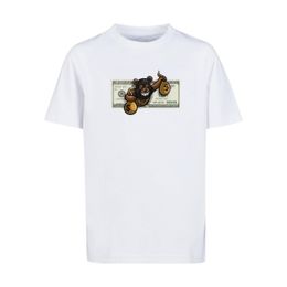 MisterTee Mädchen T-Shirt "MisterTee Herren Kids Money Bear Tee"weiß, Gr. 134, bedruckt, 100% Baumwolle, Shirts