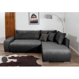 Ecksofa Collection AB, B:227cm H:41cm T:169cmanthrazit, anthrazit, 100%Polyester, Sofas, "Poppy, L-Form, Breite 227 cm mit Schlaffunktion"