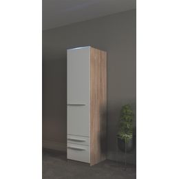 Kleiderschrank Priess "Schrank Garderobe Wäscheschrank Barcelona in 5 Breiten", weiß (struktureichefarben hell, weiß), B:48cm H:193cm T:54cm, Holzwerkstoff, Schränke, viel Stauraum, geräumige Schubkästen, mit Spiegel, MADE IN GERMANY