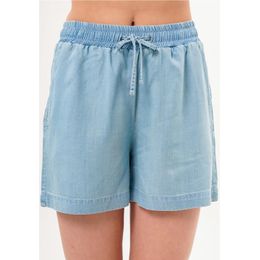 Shorts FRESHLIONS "Juno", Damen, Gr. M, EURO-Größen, blau (hellblau), 100% Lyocell, unifarben, kurz, Hosen, mit elastischem Bund und Kordelzug