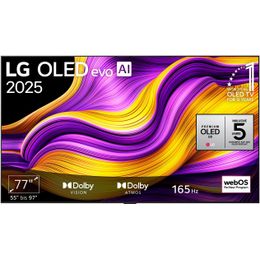 LG OLED-Fernseher "OLED77G57LW", Energieeffizienz: E (A-G), schwarz (silber, schwarz), 77 ″, Fernseher