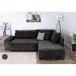 Ecksofa Collection AB, B:227cm H:41cm T:169cmanthrazit, 100%Polyester, Sofas, "Poppy, L-Form, Breite 227 cm mit Schlaffunktion"
