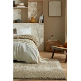 Hochflor-Teppich FLAIR RUGS "Feather", beige (natur), B:140cm H:40mm L:200cm, Kunstfaser, Teppiche