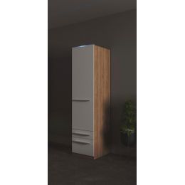 Kleiderschrank Priess "Schrank Garderobe Wäscheschrank Barcelona in 5 Breiten", weiß (eichefarben artisan, weiß), B:48cm H:193cm T:54cm, Holzwerkstoff, Schränke, viel Stauraum, geräumige Schubkästen, mit Spiegel, MADE IN GERMANY