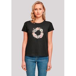 T-Shirt F4NT4STIC "Rosa Blumenkranz", Damen, Gr. M, schwarz, Obermaterial: 100% Baumwolle, oversize, Rundhals, ohne B&uuml;ndchen, Shirts T-Shirt, Premium Qualit&auml;t