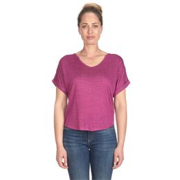 T-Shirt Le Temps Des Cerises "BIBOU", Damen, Gr. L, pink, 54% Viskose, 46% Polyester, unifarben, normal, V-Ausschnitt, Shirts, mit V-Ausschnitt