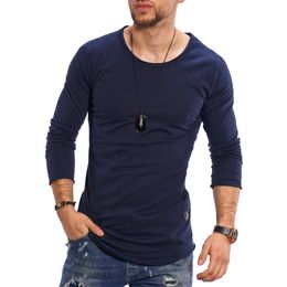 Langarmshirt behype "Dust L/S", Herren, Gr. 3XL, blau, 100% Baumwolle, unifarben, Shirts Langarmshirt, mit weitem Halsausschnitt