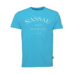 T-Shirt NASSAU BEACH "NB231044", Herren, Gr. 52L, blau (cyan), 100% Baumwolle, Shirts