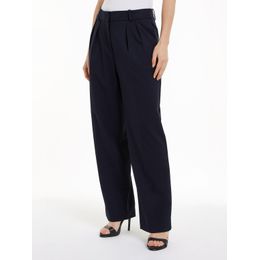 Webhose Tommy Hilfiger "MD CORE RELAXED STRAIGHT PANT", Damen, Gr. 40, N-Gr, blau (desert sky), Web, Obermaterial: 66% Polyester, 32% Viskose, 2% Elasthan, unifarben, straight fit normal, Hosen, mit Logostickerei auf der Rückseite