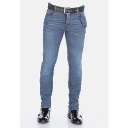 Cipo & Baxx Röhrenjeans CIPO & BAXX "Jeans", Herren, Gr. 30, Länge 34, lila (indigo), 99% Baumwolle;1% Elasthan, unifarben, slim fit lang, Jeans, mit Elasthanzusatz, CD374