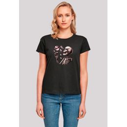 T-Shirt F4NT4STIC "Niedliches Goth Skelett Herz Seifenblasen", Damen, Gr. M, schwarz, Obermaterial: 100% Baumwolle, oversize, Rundhals, ohne B&uuml;ndchen, Shirts T-Shirt, Premium Qualit&auml;t