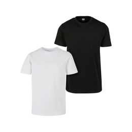 Kurzarmshirt Urban Classics "Urban Classics Kids Boys Basic Tee 2-Pack", Mädchen, Gr. 110/116, weiß, schwarz, 100% Baumwolle, unifarben, normal, Rundhals, Shirts