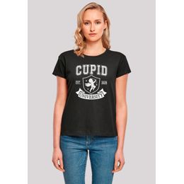 T-Shirt F4NT4STIC "Cupid University Valentinstag", Damen, Gr. M, schwarz, Obermaterial: 100% Baumwolle, oversize, Rundhals, ohne B&uuml;ndchen, Shirts T-Shirt, Premium Qualit&auml;t