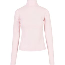 Langarmshirt Urban Classics "Urban Classics Damen Ladies Modal Turtleneck Longsleeve", Mädchen, Gr. XS, pink, 77% Modal, 23% Polyester, unifarben, normal, hoch geschlossener Ausschnitt, Shirts
