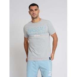 T-Shirt NASSAU BEACH "NB231040", Herren, Gr. 52L, grau (grau melange), 100% Baumwolle, Shirts
